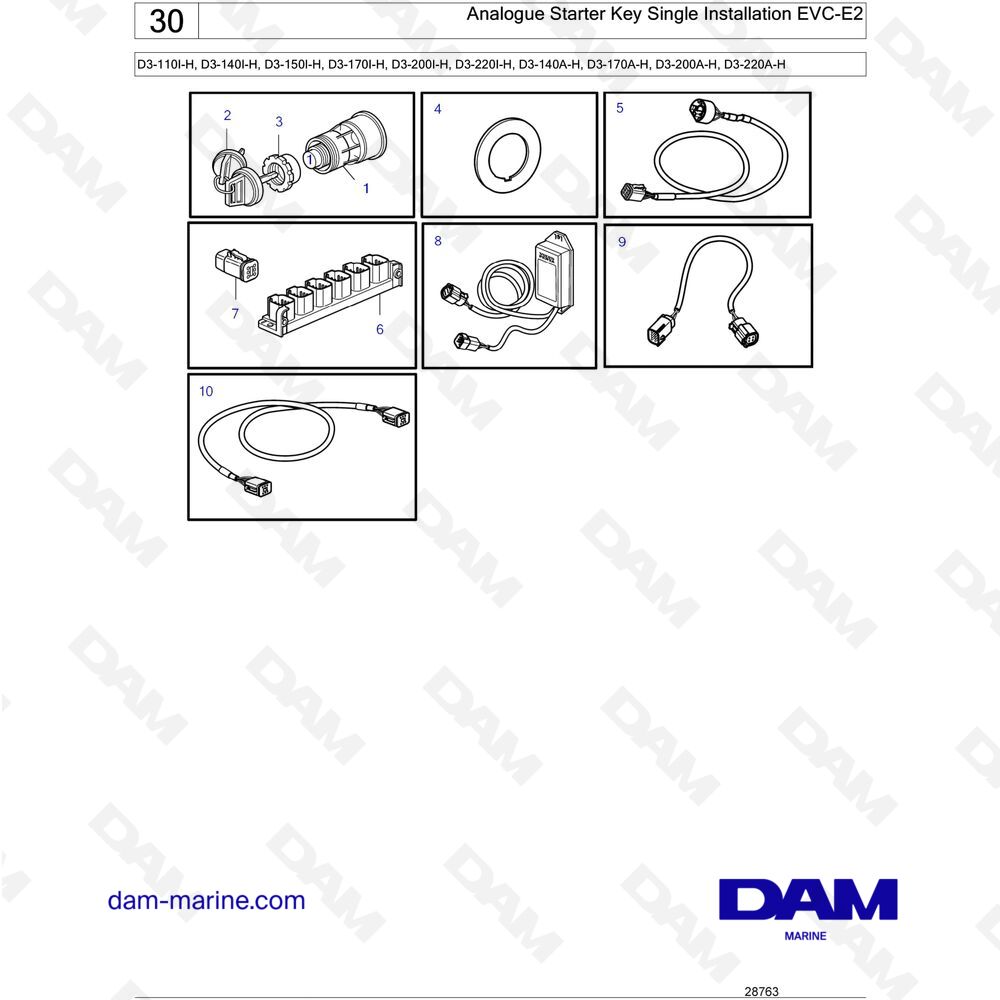 Spare parts and exploded views for Volvo Penta D3-200A-H